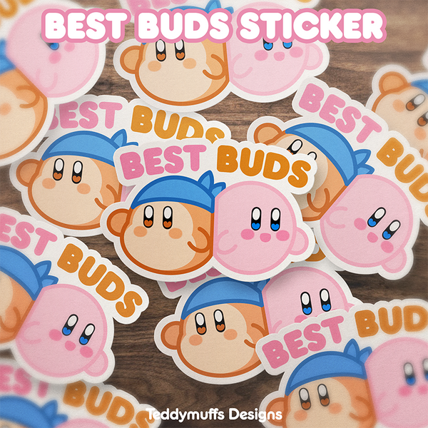 Kirby & Waddle Dee "Best Buds" Sticker - Teddymuffs Designs