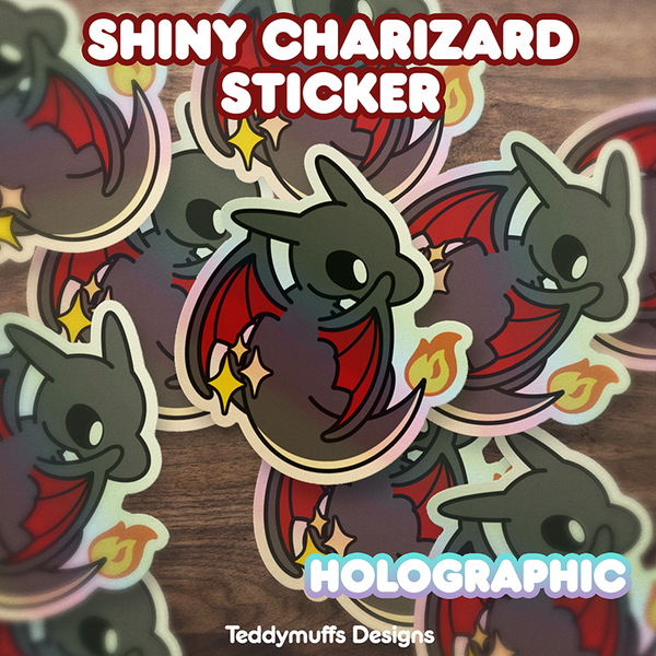 Shiny Charizard Sticker - Teddymuffs Designs