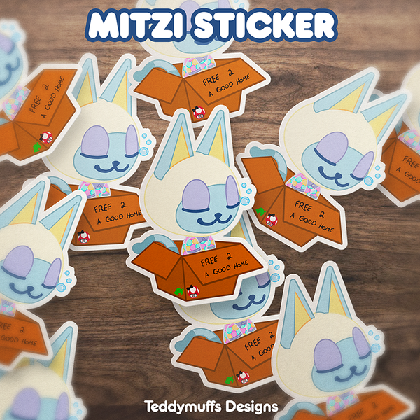 Mitzi "Free Kitty in a Box" Sticker - Teddymuffs Designs