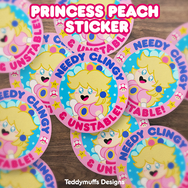 Princess Peach Sticker - Teddymuffs Designs