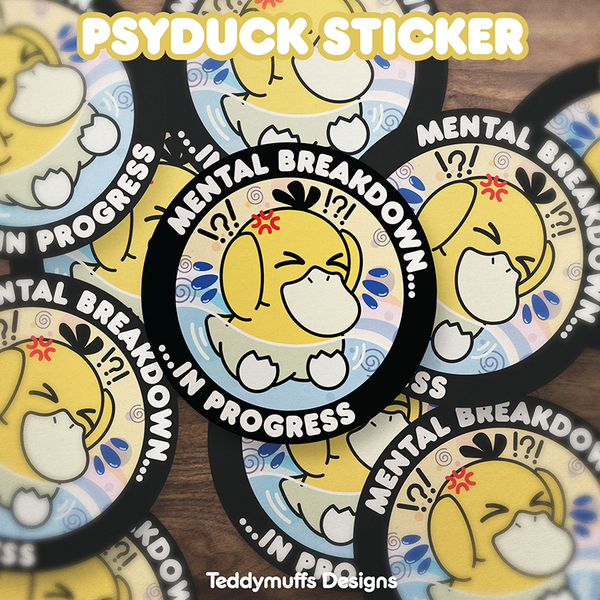 Psyduck Sticker - Teddymuffs Designs
