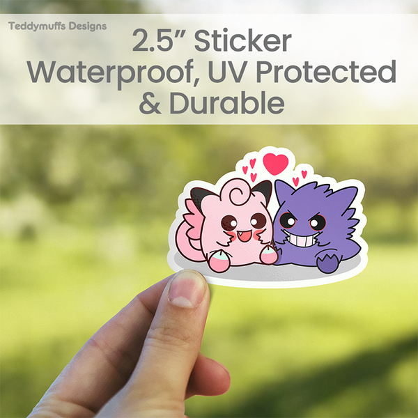 Gengar & Clefable "True Love" Sticker - Teddymuffs Designs